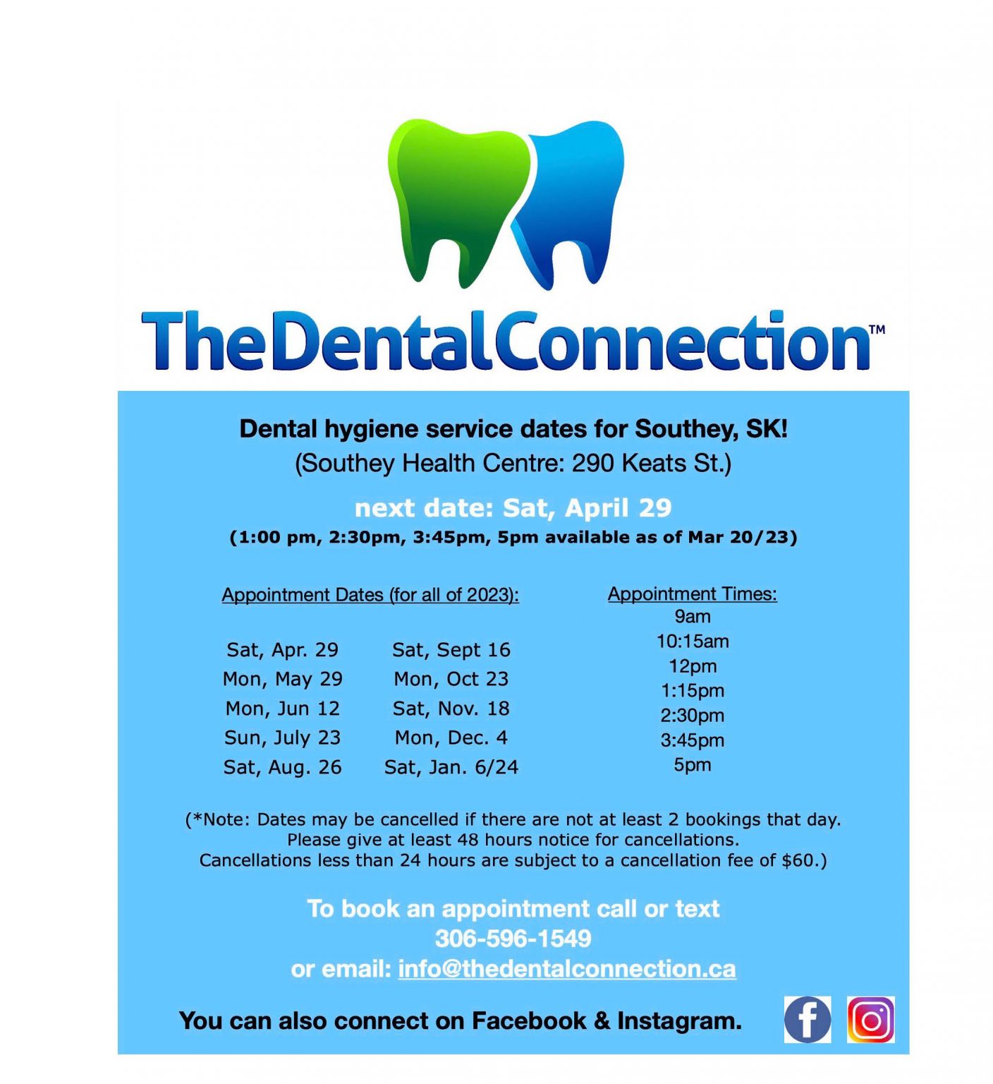 Dental Connection Schedule - Town of Southey